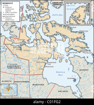 cartography, map, America, Canada, Nunavut, Baffin peninsula, with the ...