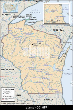 Map of Wisconsin Stock Photo - Alamy