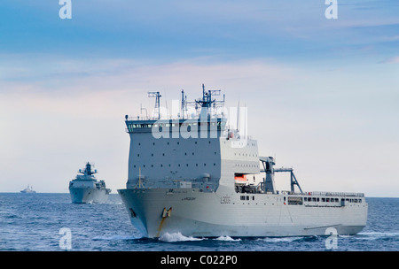 The Royal Fleet Auxiliary Largs Bay whilst in UK service before being ...
