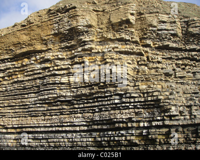 Rock strata in cliff face of mountain at Hornsund, southernmost tip of ...