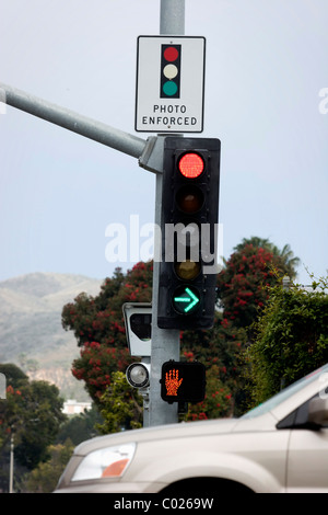 Photo Enforced traffic light warning sign in sunny Beverly Hills ...