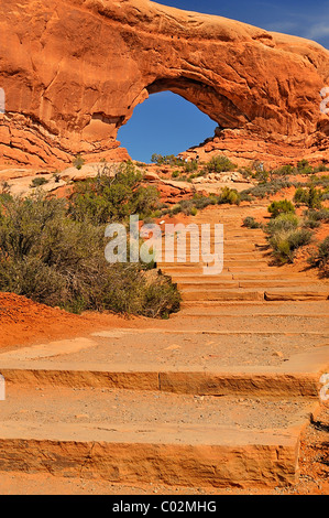 North and South Arches formation, Arches National Park, Utah, America ...
