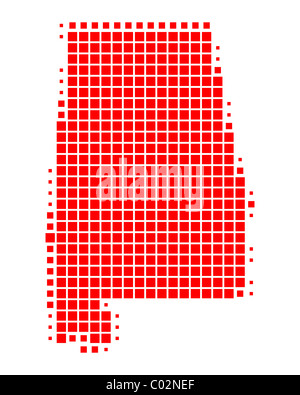 Square dots pattern map of Alabama. Dotted pixel map with flag isolated ...