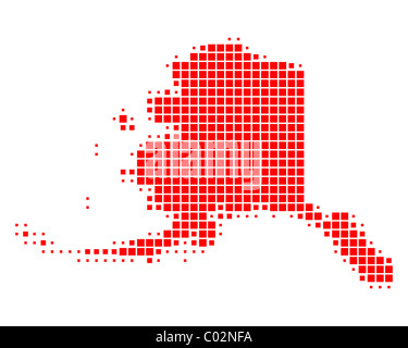 Square dots pattern map of Alaska. Dotted pixel map with flag isolated ...