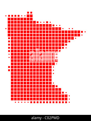 Red Dot Map of Minnesota Stock Photo - Alamy