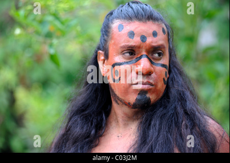 Mayan shaman, ritual, ceremony, Xcaret, Yucatan, Mexico, North America ...