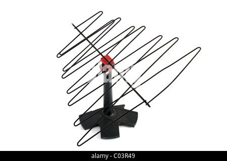 An old retro terrestrial TV antenna to transmit and receive signals and ...