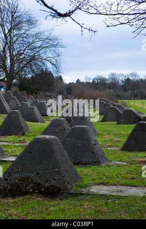 Anti-tank barrier or dragon's teeth made of concrete and iron as a ...