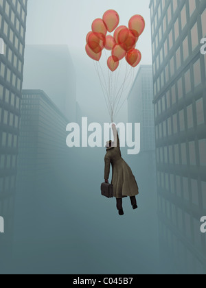 City in red fog. Air pollution or military action Stock Photo - Alamy