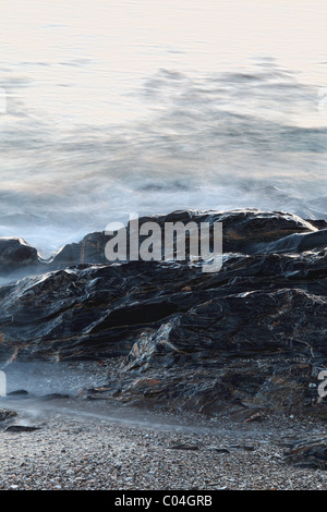 Misty clouds swirl around mountain peaks, Lofoten Islands, Norway Stock ...