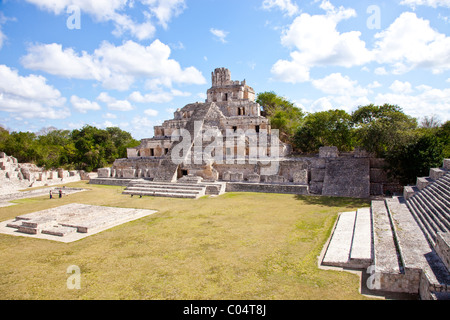 The Five Story Pyramid at the Mayan ruins of Edzna, Campeche Stock ...