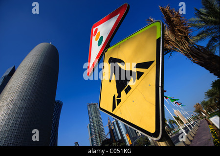 Traffic sign, pedestrian crossing, Doha, Qatar Stock Photo - Alamy