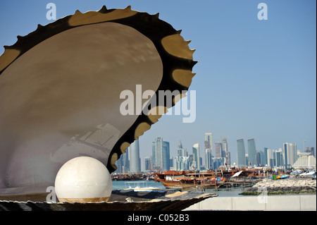 A giant pearl in a shell, Doha, Qatar Stock Photo - Alamy