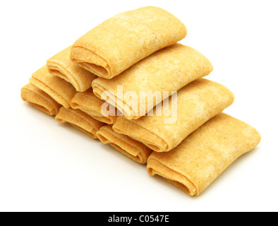 fried pancakes stuffed isolated on the plate on white background Stock ...