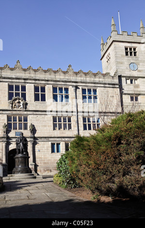 Exterior view of Shrewsbury Public Library and sign with Charles Darwin ...