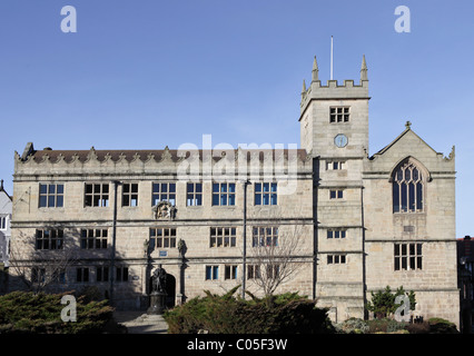 Exterior view of Shrewsbury Public Library and sign with Charles Darwin ...