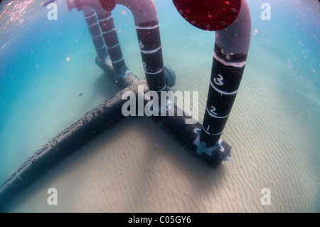 Brine discharge pipe and vent from a desalination plant on the seabed ...