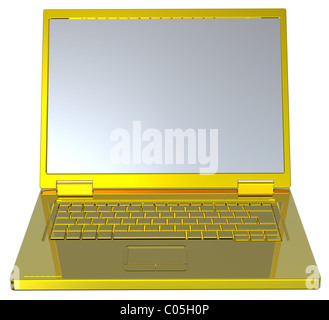 Shiny gold laptop computer isolated on white Stock Photo - Alamy