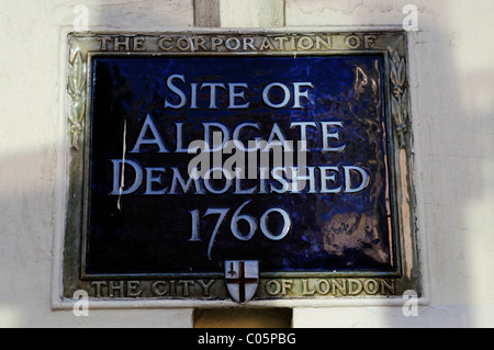 Site of Aldgate Demolished 1760 Plaque, Aldgate, London, England, UK ...
