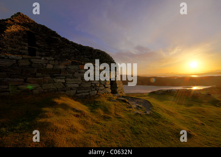 Sunset over the Dun Carloway broch, the Isle of Lewis, Scotland Stock ...