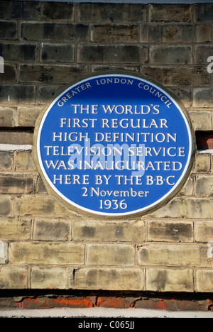 Blue plaque commemorating the world's first high definition television ...