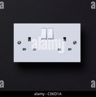 Two double electrical UK sockets, newly installed, showing how they are ...