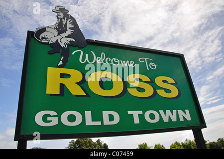 Welcome to Ross 'Gold Town' sign, Ross, West Coast Region, South Island ...