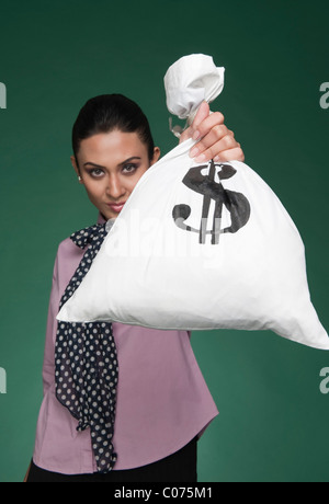 Purple Money Bag with Dollar Sign Web Icon on a white background. 3d ...