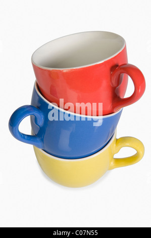 Close-up of colorful tea cups in a row Stock Photo - Alamy