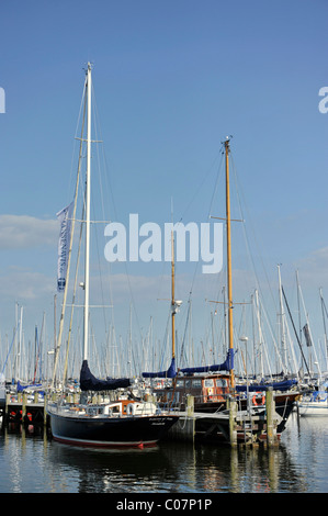 Ships in the harbor of Maasholm, Schleswig-Holstein, Germany, Europe ...