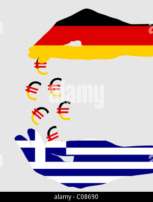 Greece In red color on globe reflecting on shiny surface. 3D ...