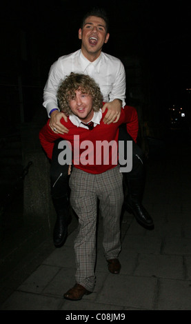 Seany O'Kane and Gerry Stergiopoulos from BB8 lark aroung as the leave ...