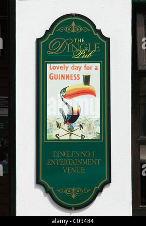 Ireland County Kerry Dingle A guinness stout sign outside a pub in the ...