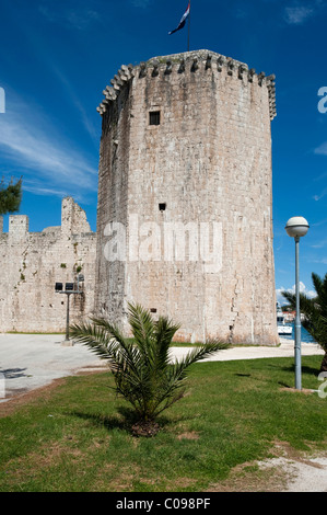 Croatia, Split-Dalmatia County, Trogir, Palm trees in front of Church ...