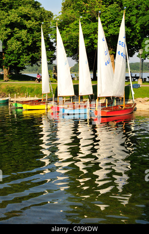 Small harbor with boats on the lake, beautiful landscape, green ...