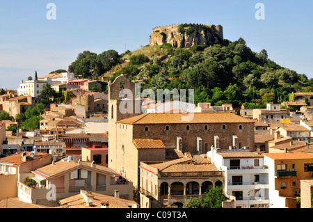 Overlooking the historic town of Begur with the remains of the castle ...