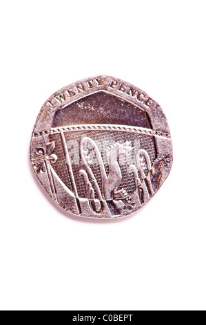 Close detail of UK twenty pence (20p) coins - wider version Stock Photo ...