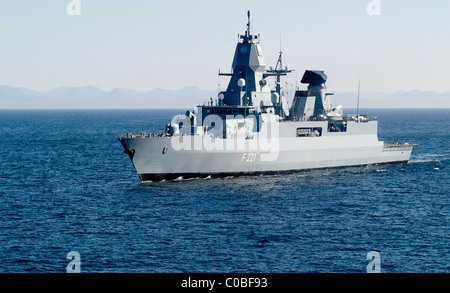 The German navy air defense frigate FGS Hessen (F221) cruises Stock ...
