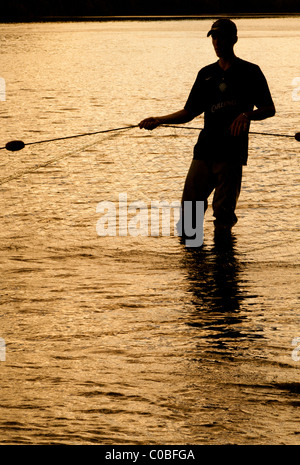 Salmon fishers on the River Tweed at Paxton in May 2014 fishing at ...