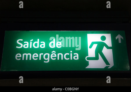 Emergency Exit Lighted Sign Stock Photo - Alamy