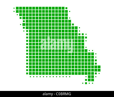 Square dots pattern map of Missouri. Dotted pixel map with flag ...