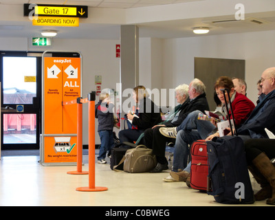 empty easyjet gate at small regional belfast airport in the uk Stock ...