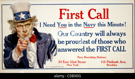 UNCLE SAM 'I Want You' Army recruitment poster from World War I Stock ...