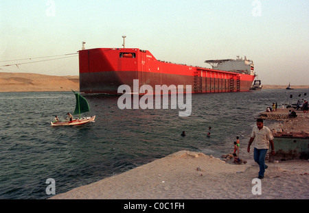 Egypt. The Suez Canal. It connects the Mediterranean Sea to the Red ...