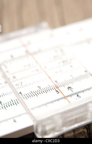 Close up of a slide rule, an old fashioned method of doing maths Stock ...