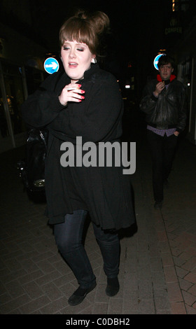 Adele leaving 24 nightclub, smoking a cigarette. London, England - 17. ...