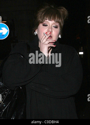 Adele leaving 24 nightclub, smoking a cigarette. London, England - 17. ...