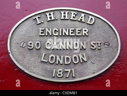 Steam locomotive builders plate Stock Photo - Alamy