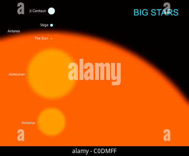 The Sun compared to four typical small stars Stock Photo - Alamy
