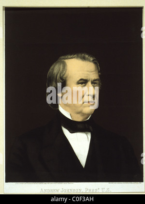 Portrait of US President Andrew Johnson. Digitally colored engraving ...